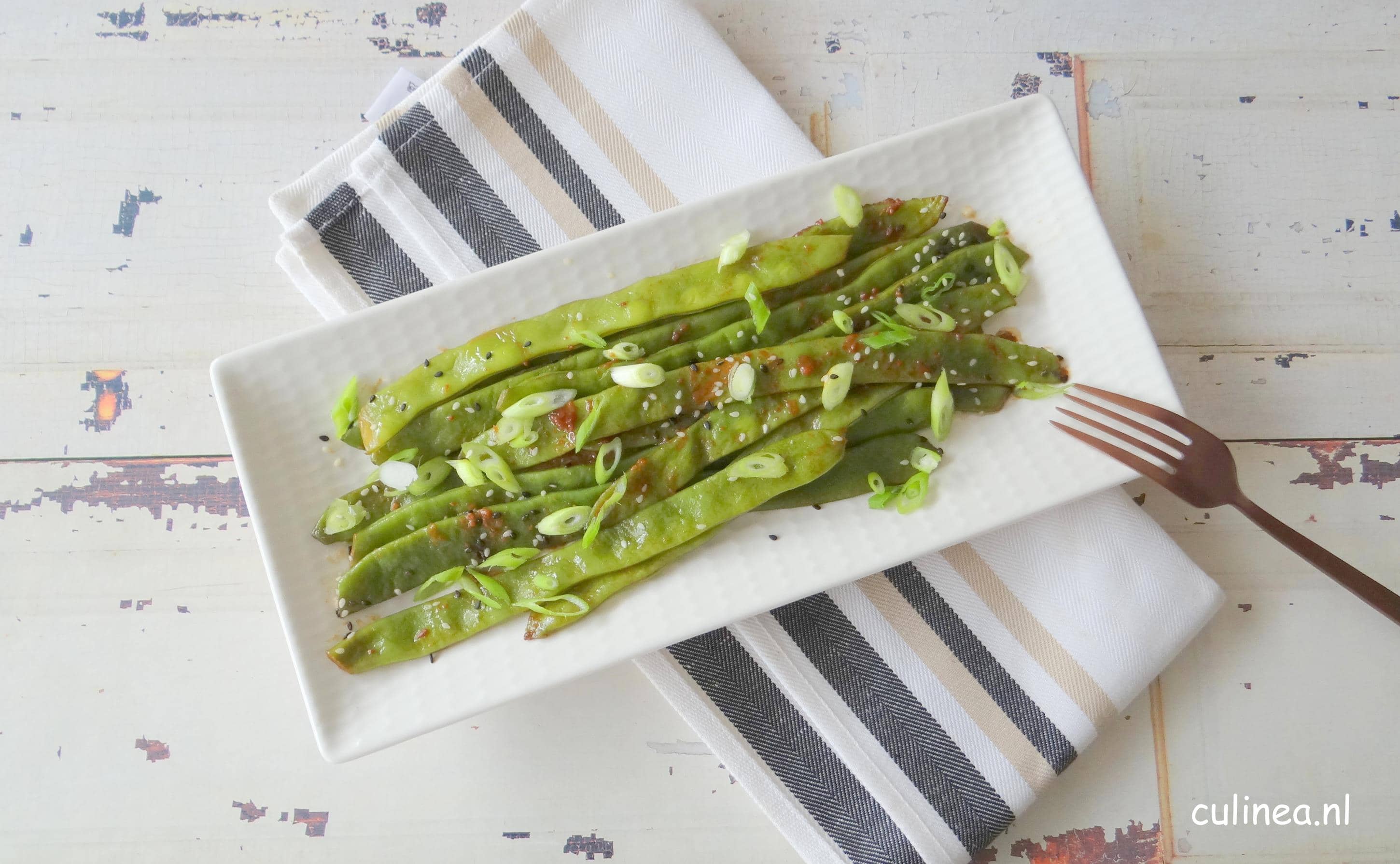 Hele Snijbonen gebakken in Misoboter | Culinea.nl;