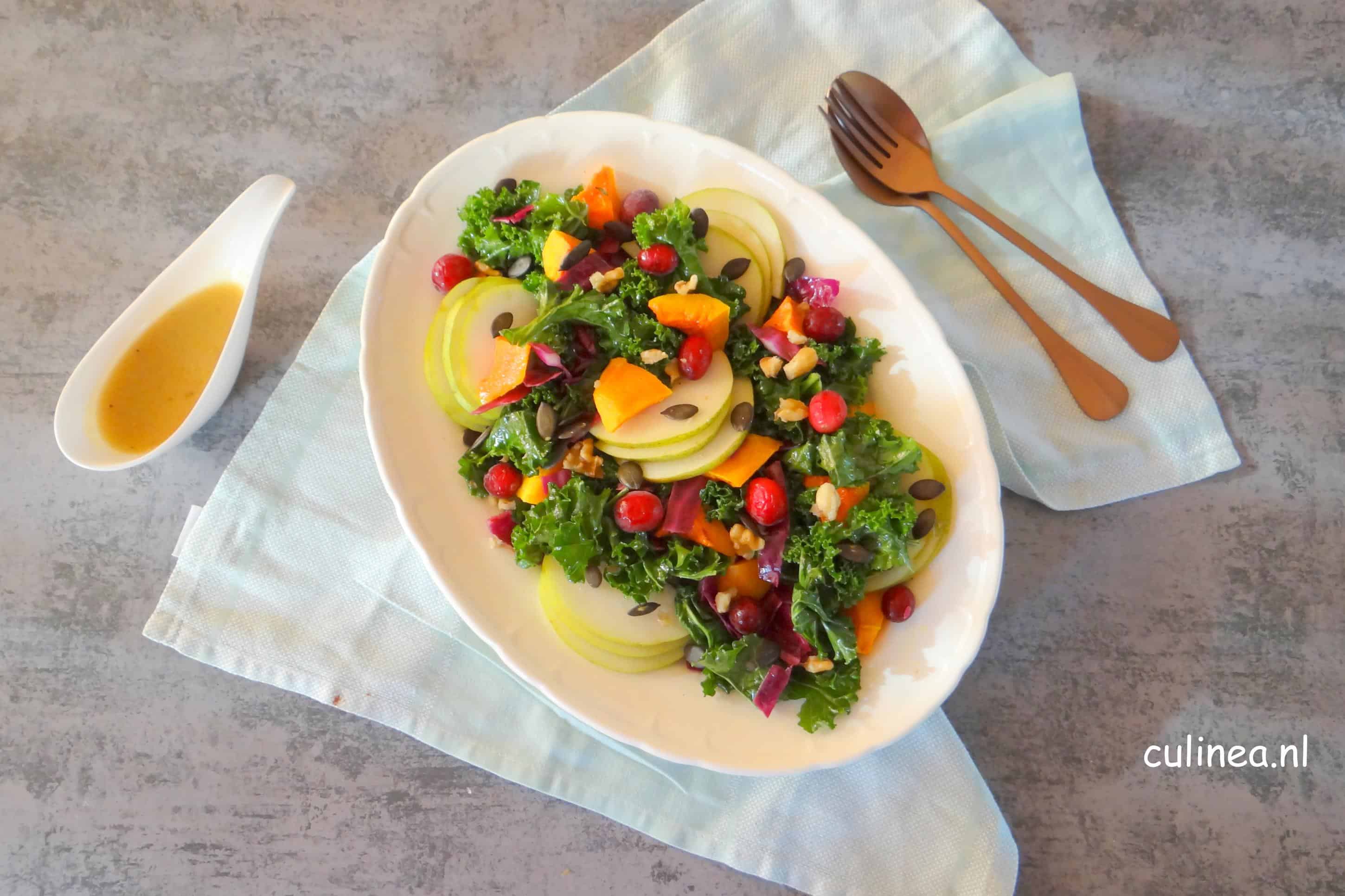 Salade met boerenkool en pompoen | Culinea.nl;